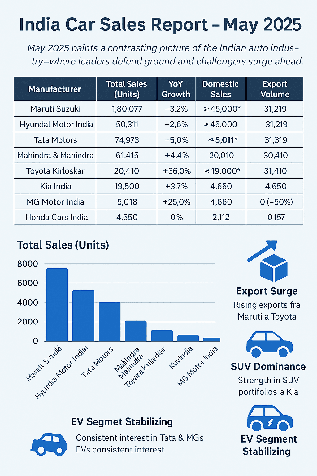 India Car Sales Report – May 2025: Maruti Leads, Market Shows Mixed ...